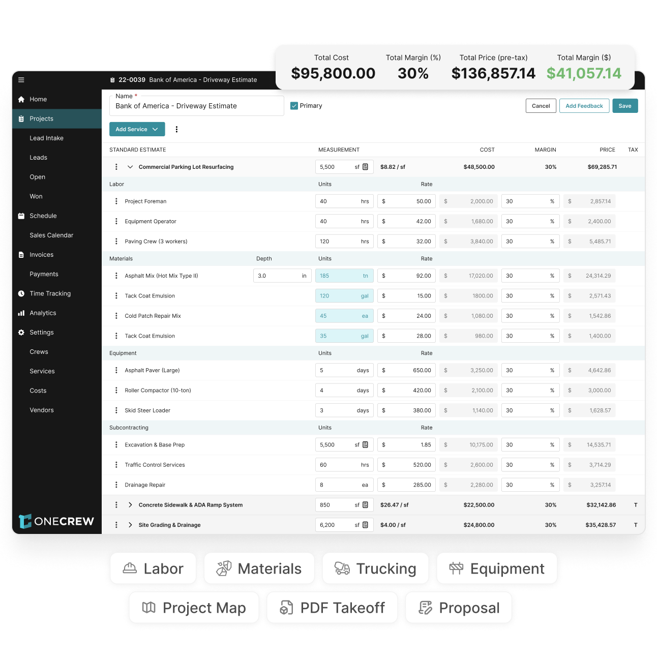 Paving Estimating Software for Fast, Accurate Bids | OneCrew